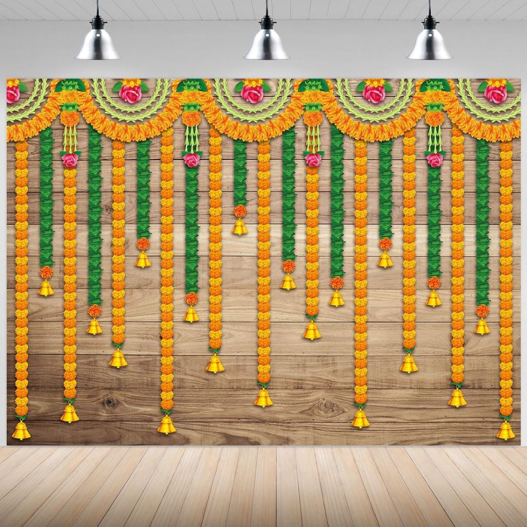 Indian Pooja Backdrop Ganpati Puja Marigold Background India ...