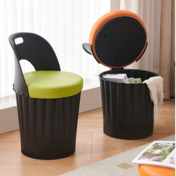 Plastic Storage Chairs With Backrest Hotel Lampblack Bucket Stool ...