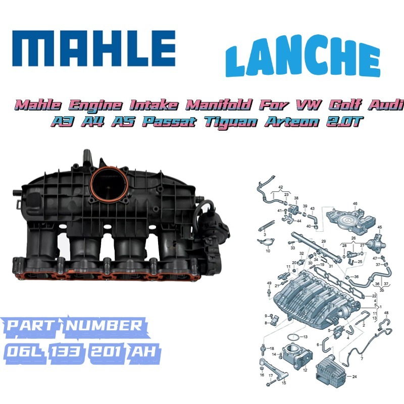 Mahle Engine Intake Manifold For VW Golf Audi A3 A4 A5 Passat Tiguan ...