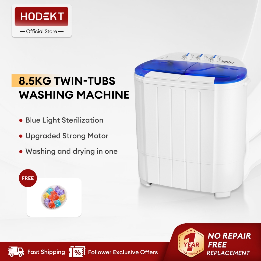 HODEKT 8.5kg Mesin Basuh 2 In 1 Twin-Tubs Washing Machine Blue Light ...