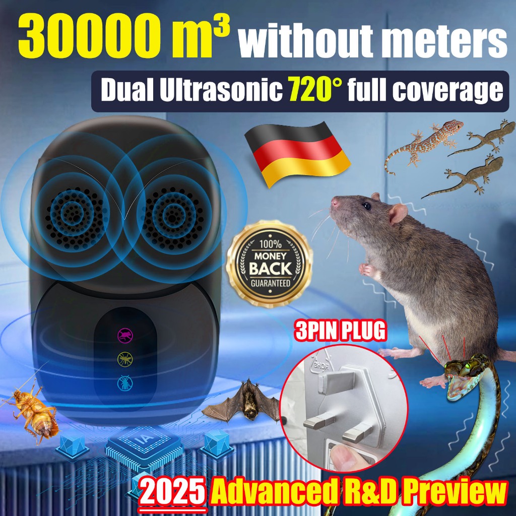 【Latest R&D Damages Rat Brain】Rat Repellent Dual Ultrasonic 720° full ...