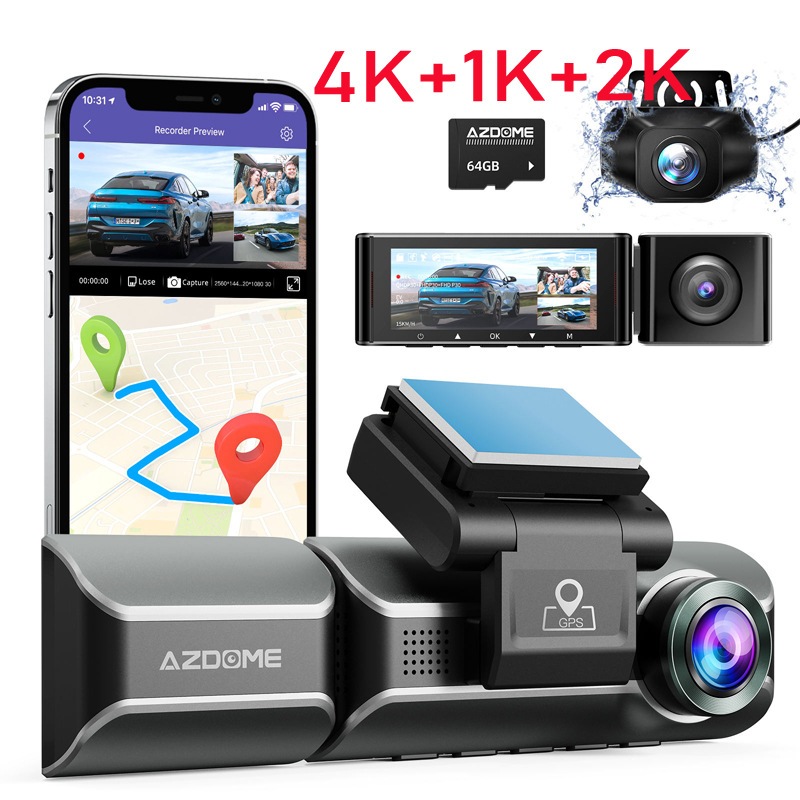 AZDOME M550 4K Dual Dash Cam Ultra HD 4K Front and 1080P Rear Car WiFi ...