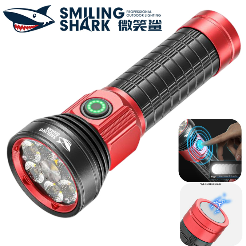 Smiling Shark SD5291 Torch Light Super Bright M60 LED*6 Type-c Rechargeable Flashlight 5Mode ...