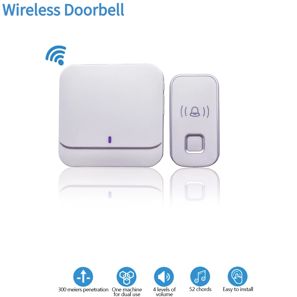 Waterproof Wireless Doorbell 300M Radius Security Alarm Smart Doorbell ...