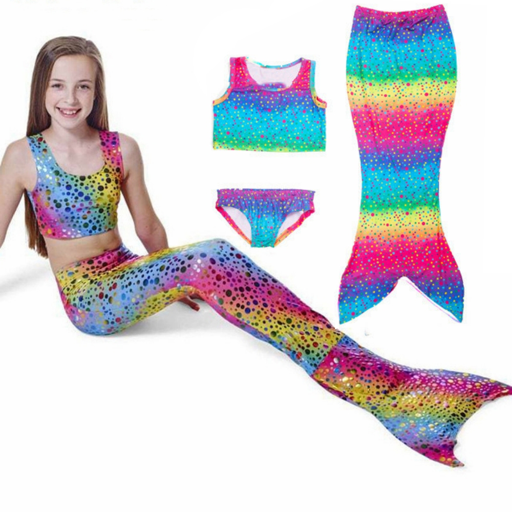 Summer Kids Swimming Set Fashion Girls Bikini Mermaid Swimsuit Gradient ...