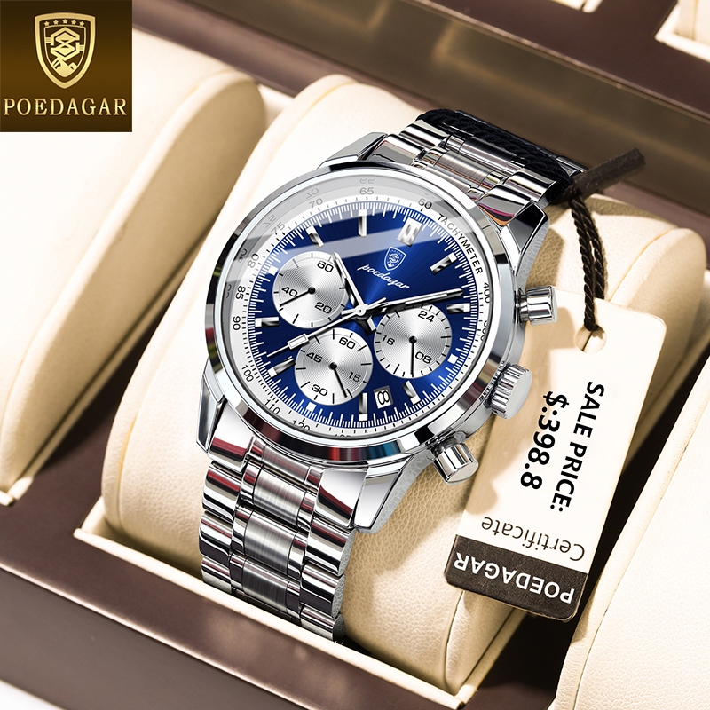 Swiss brand POEDAGAR multifunctional chronograph watch for mens ...