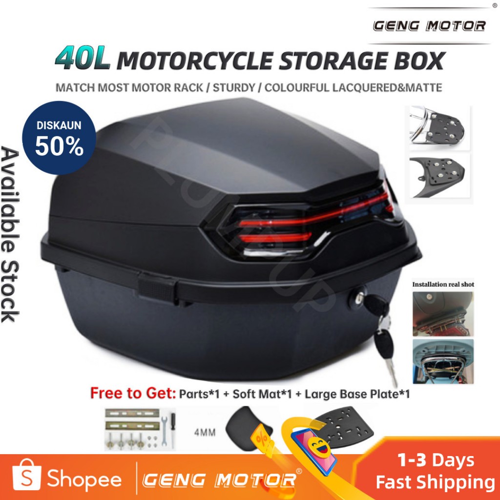 GENGMOTOR Explorer MAX 40 liters Motorcycle EX5 Tail Rack Box Universal ...
