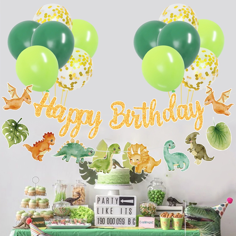 Dinosaur Theme Happy Birthday Banner Birthday Decoration Set Dinosaur ...