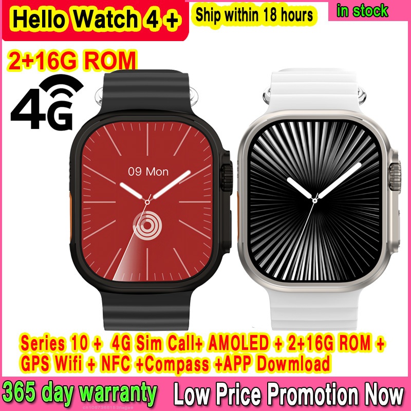 TOP Hello Watch 4 Plus 4G Sim Call Smartwatch AMOLED 2+16G ROM GPS Wifi ...