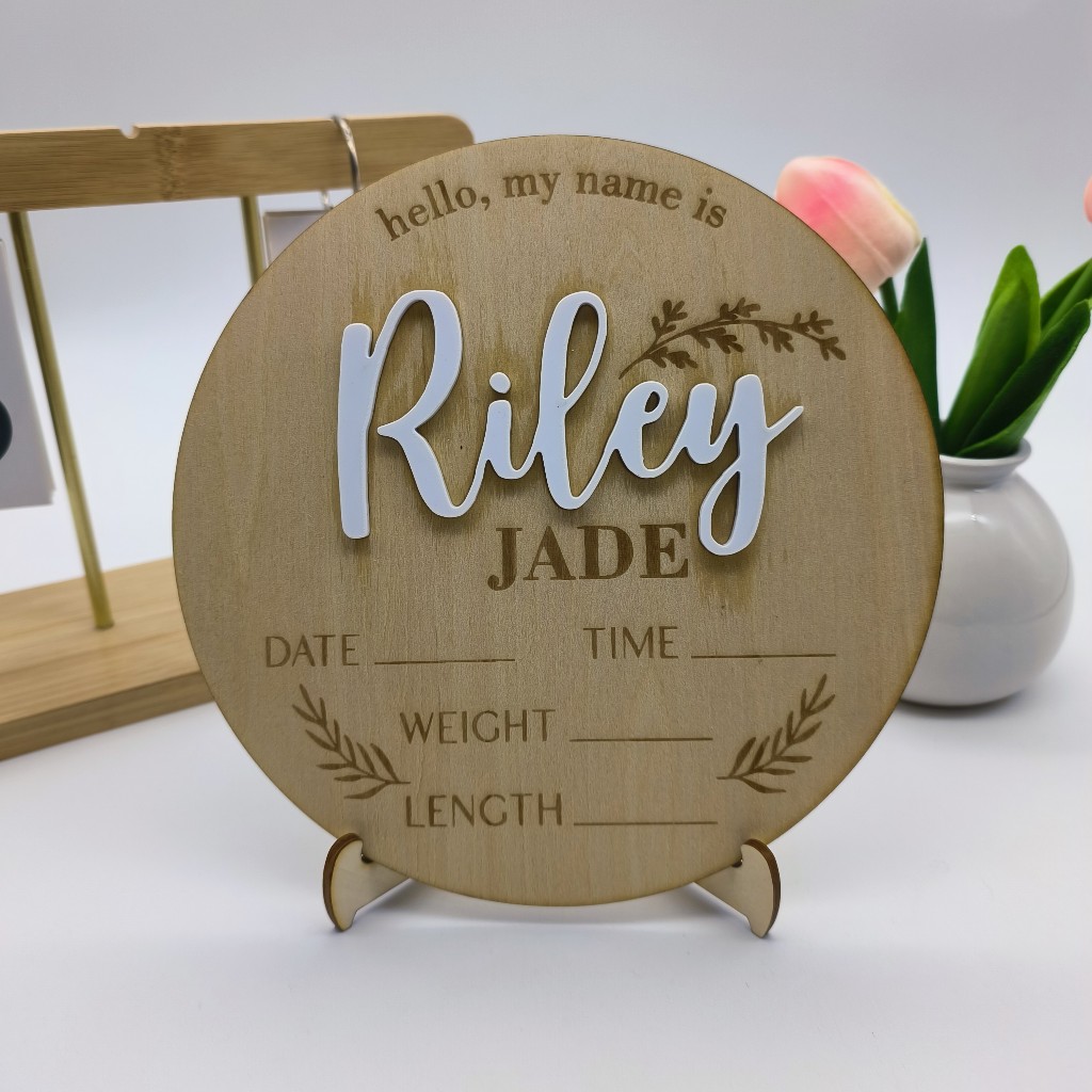 Personalized Baby Name Announcement Sign Custom 3D Wood Baby Birth Sign ...