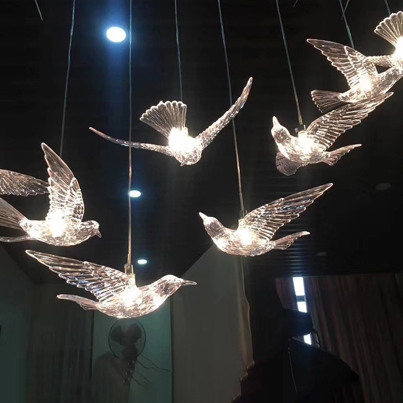 10 Heads LED Pendant Light Acrylic Bird Chandeliers Stage Ceiling ...