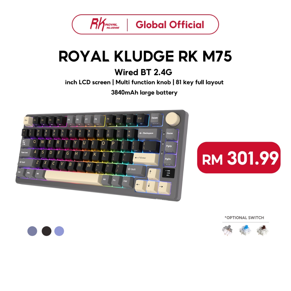 RK ROYAL KLUDGE RKM75 Phantom 81 Keys Gasket Wireless Mechanical Keyboard | Shopee Malaysia
