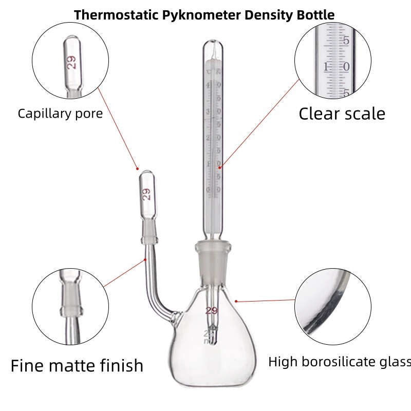 Thermostatic pyknometer density bottle 25ml 50ml 100ml pyknometer with ...