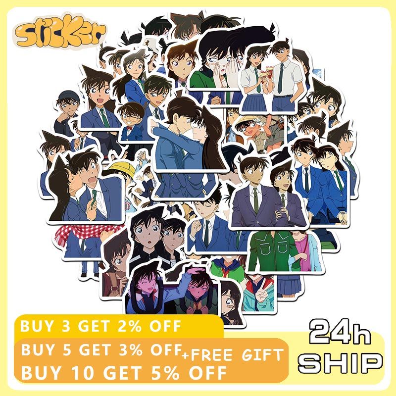 50pcs Detective Conan Anime Cartoon Stickers Waterproof DIY Mobile ...