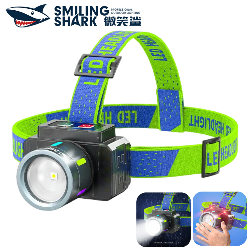 Smiling Shark TD0218 LED Head Lamp Super Bright 11Mode Induction Work ...