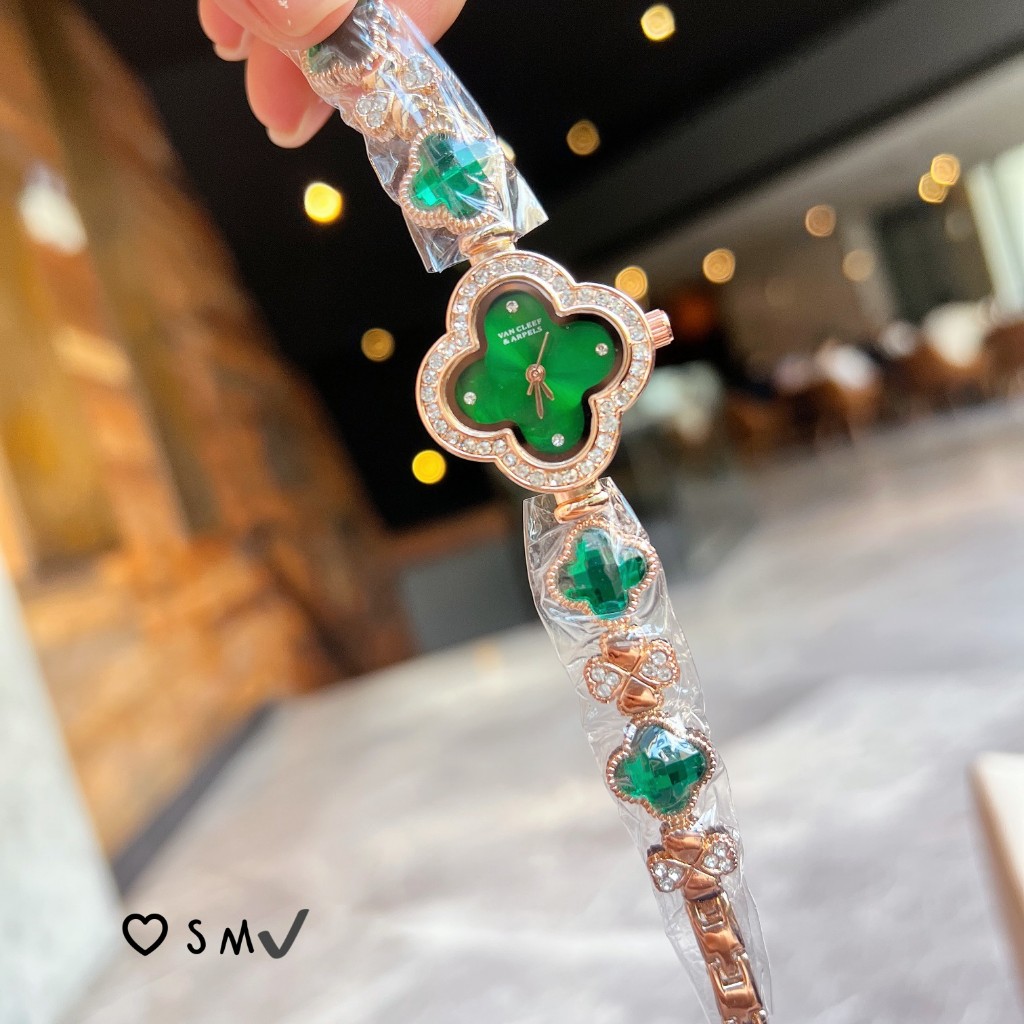 Four-leaf Clover Bracelet Watch Emerald Jade Bracelet Watch Diamond ...