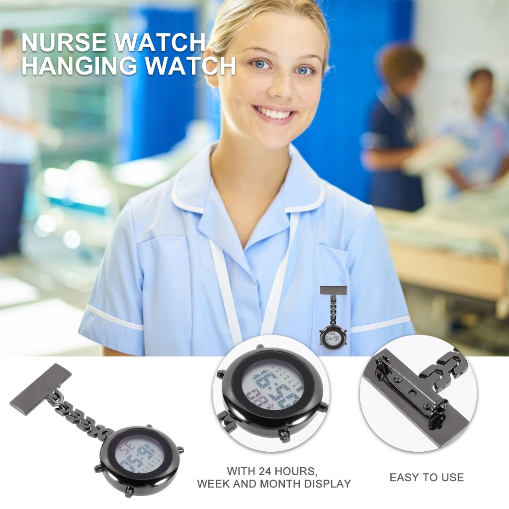 Mens Chronograph Watch Watches Digital Kids Nurse Table Lapel Clip ...