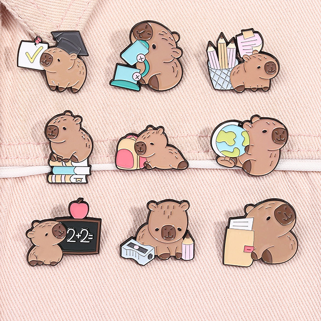 Cartoon Cute Capybara Animal Brooch Pins Funny Hippopotamus Hippo ...