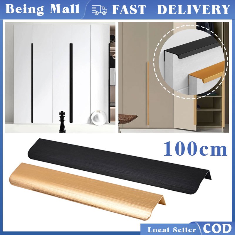 100CM Embedded Slotted Handle Wardrobe Handle Aluminum Alloy Cupboard ...