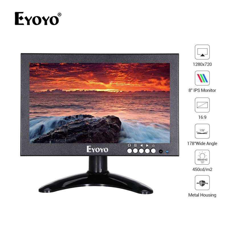 Eyoyo Portable 8 inch IPS Monitor HD 1280X720 High-Resolution Full View ...