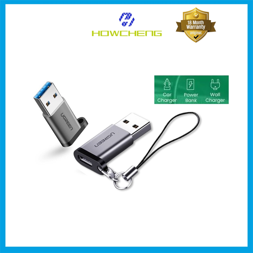 UGREEN Type C Female to USB A 3.0 Male Adapter Plug with Keychain Loop ...