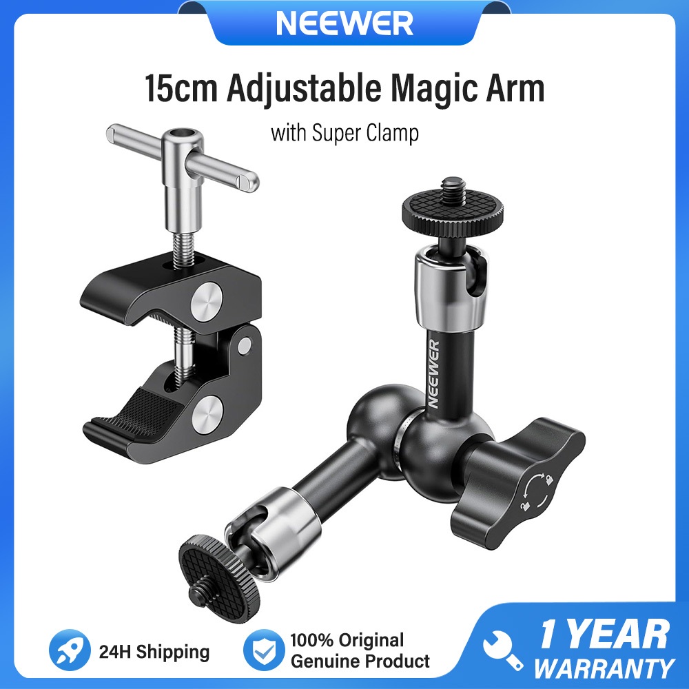 NEEWER Super Clamp And Magic Arm Set with Threads (1/4" & 3/8"/6"/15cm ...