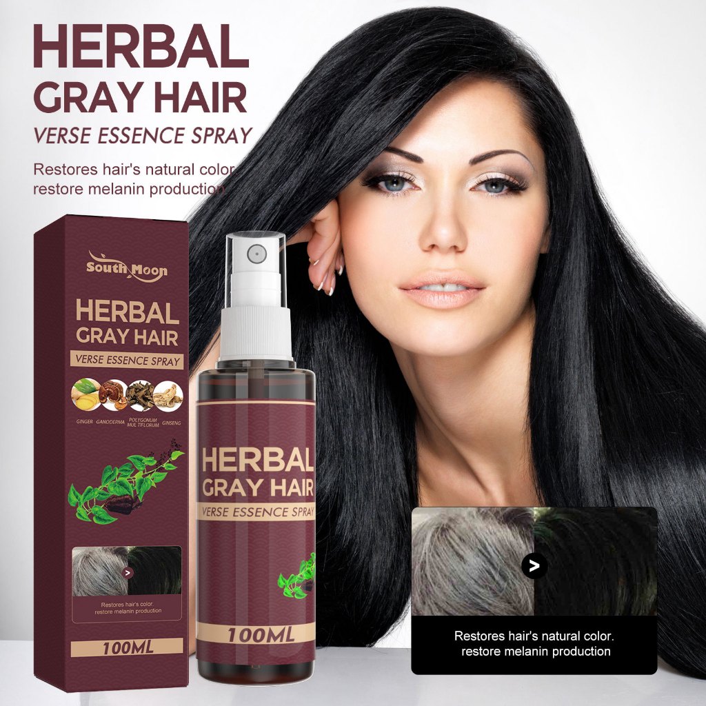 100ml Herbal Gray Hair Reverse Essence Spray Restore Black Hair Serum ...