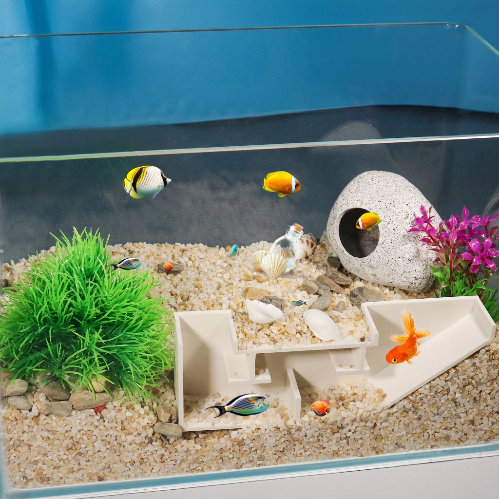Underground Slope Flat Cave Aquarium Fish Tank Decor Cave Corner Tunnel ...