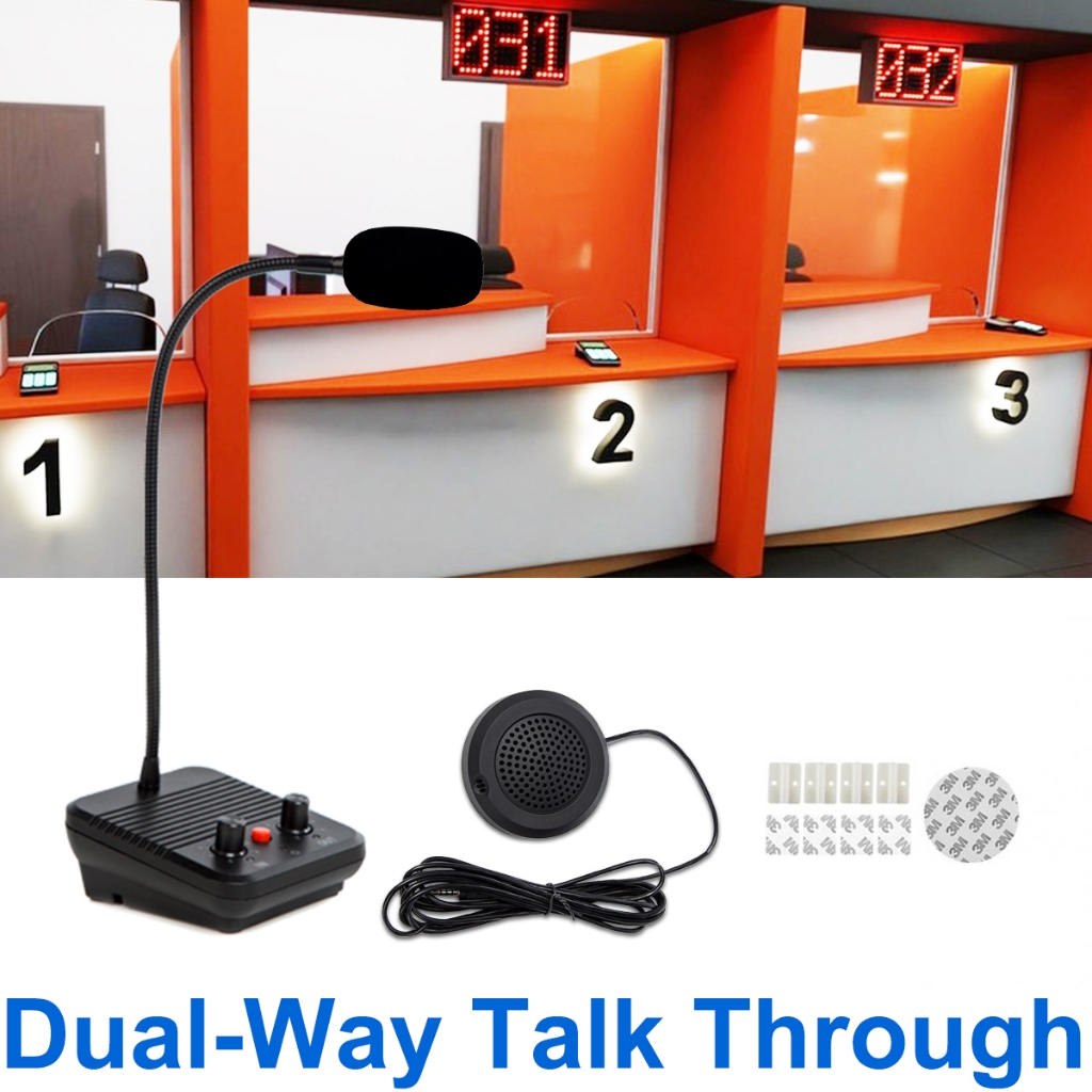 Dual-Way Talk Through Store Office Window Glass Counter Intercom ...