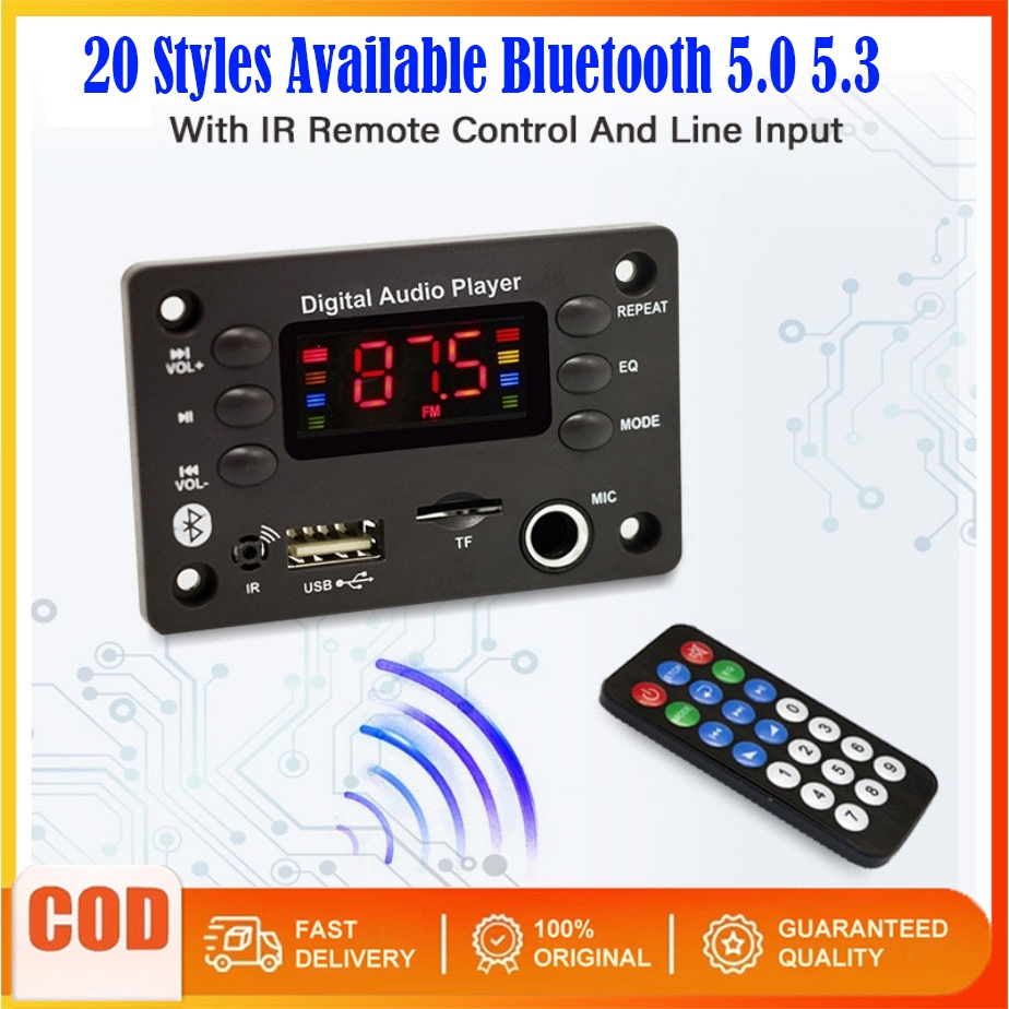 Wireless Decoder Board Bluetooth 5.3 MP3 WMA Audio Board 5V 12V USB TF ...