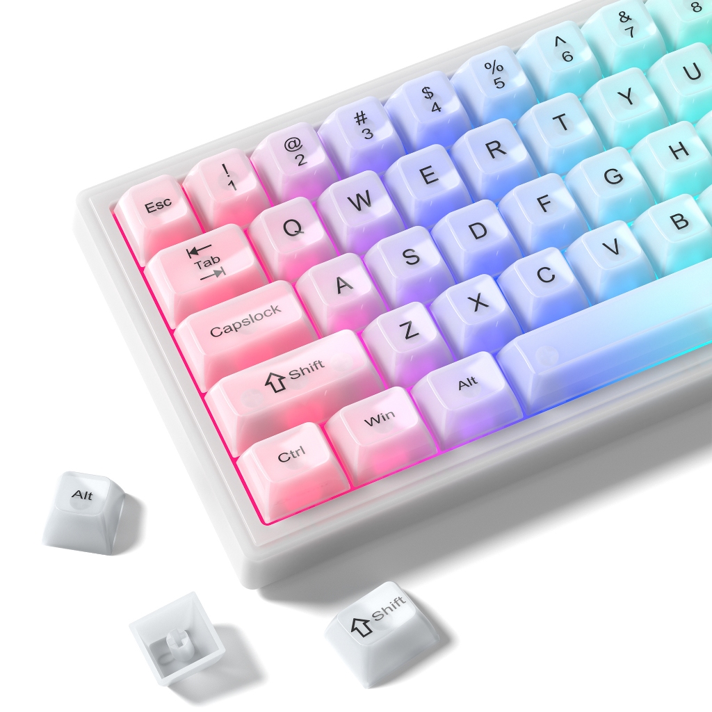 Womier 115 Keys Frost Translucent White MDA Profile Keycaps Set for ...