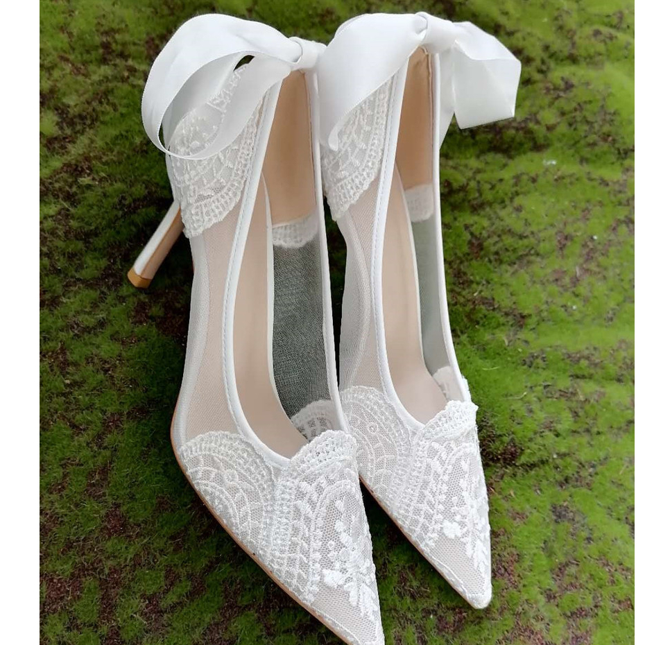 FLORAL🌸Kasut perkahwinan Wedding Shoes 【pls choose smaller size 】Lace ...