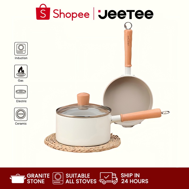 Jeetee Ceramic Non Stick Cookware Set with Steamer Tray 4 PCS Set 16cm ...