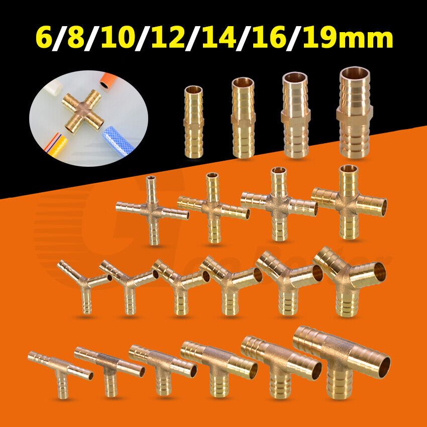 Reducer Connector Brass Barbed Hose Fitting Copper Coupler Adapter ...