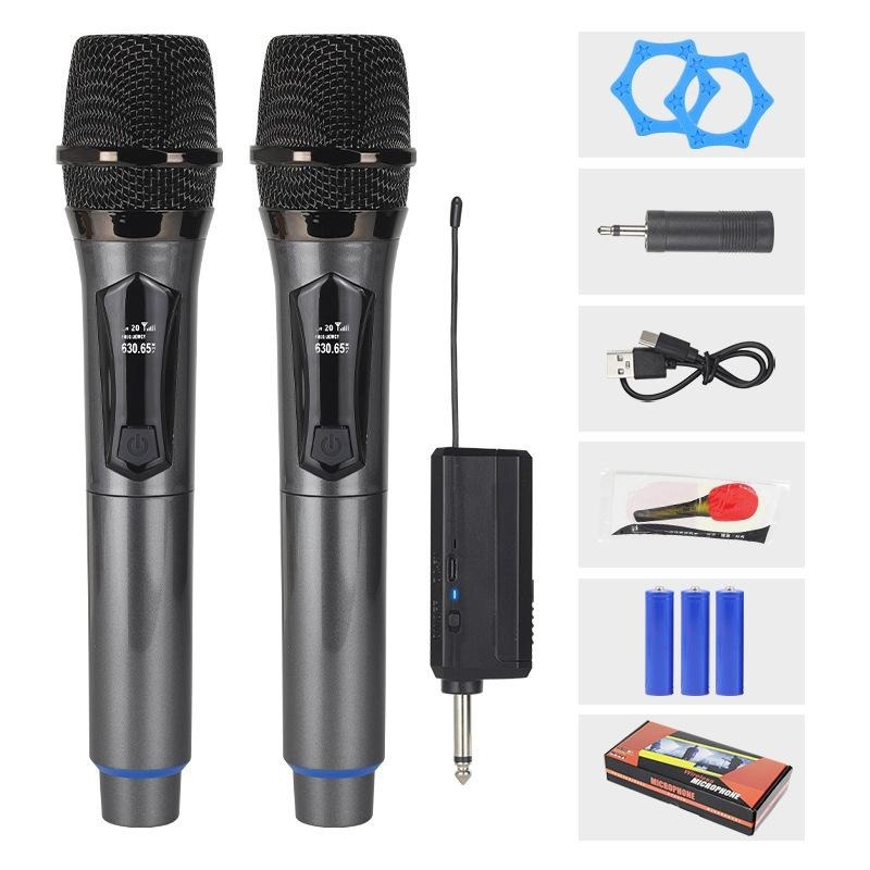 Wireless Microphone Set with Rechargeable Dual Mics, Professional ...