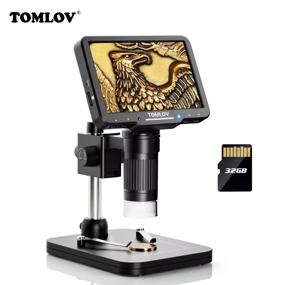 TOMLOV DM5 Digital Microscope 5" LCD Electronic Video Microscopes For ...