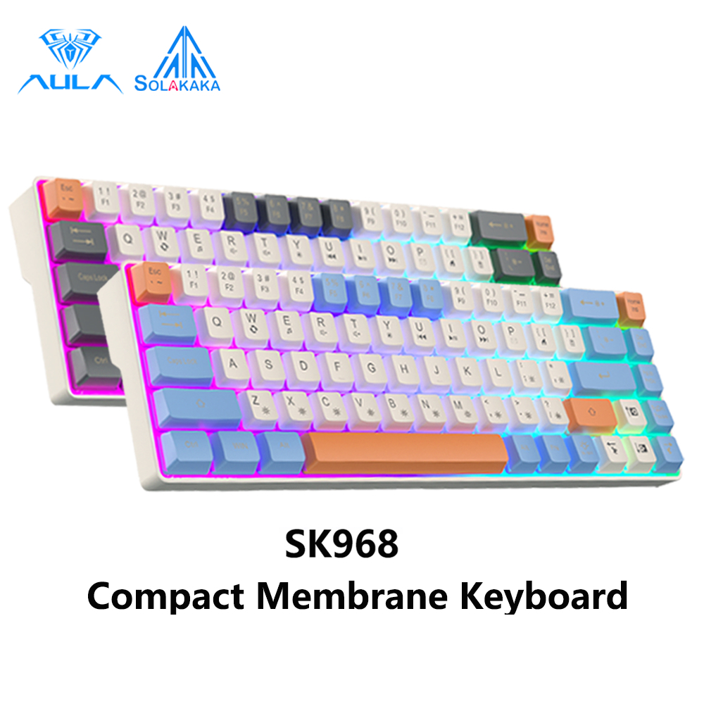 AULA SOLAKAKA SK968 68 Key RGB Membrane Keyboard Rainbow Light Type-C ...