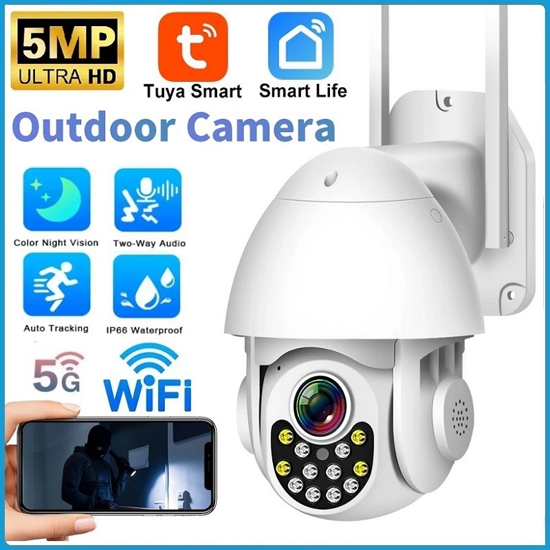 Tuya/Smart Life 5MP PTZ Camera Outdoor Waterproof 5G/2.4GHZ WiFi IP ...