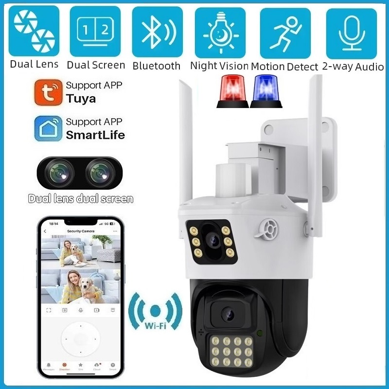 Tuya Smart Life 4MP PTZ WiFi IP Camera Dual Lens&Dual Screen Outdoor ...