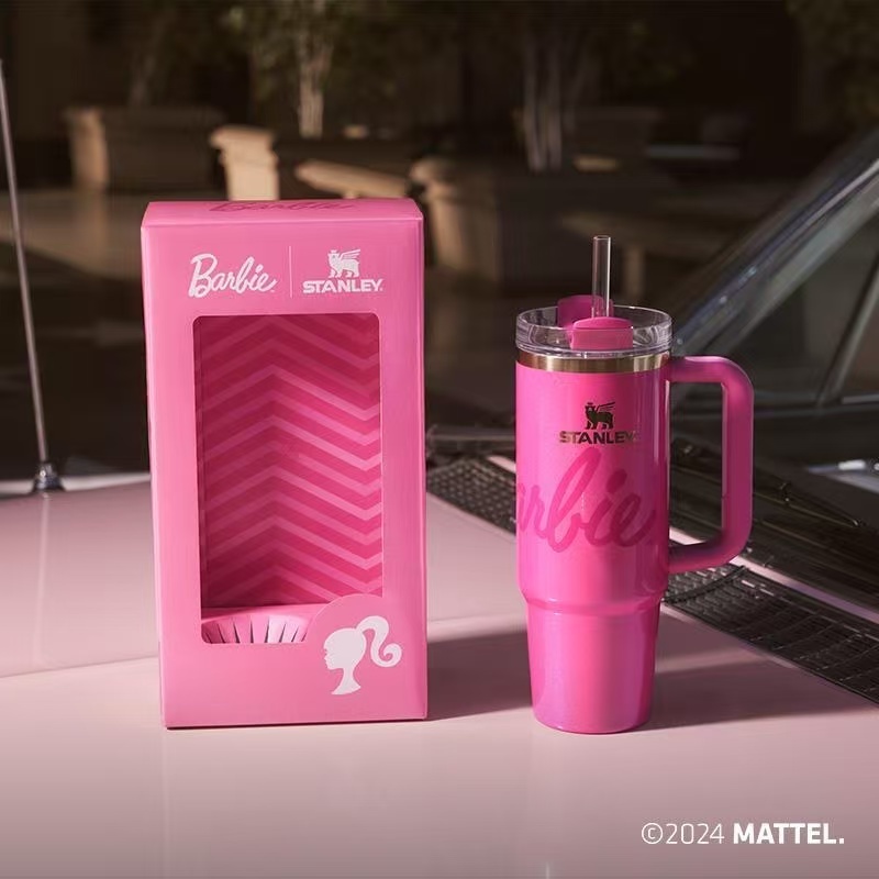 Barbie Handle Straw Lid Stainless Steel 40oz Vacuum Insulated Car Mug ...