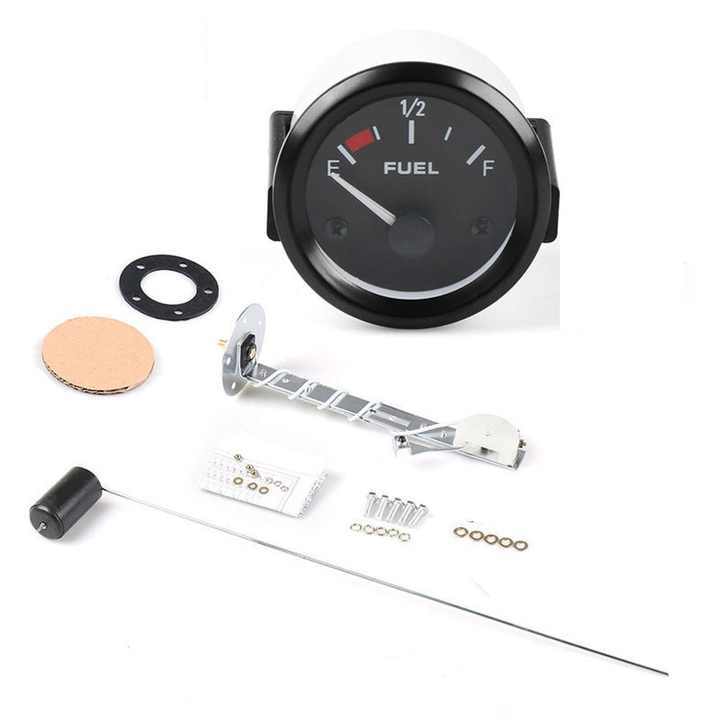 Universal 2" 52mm Fuel Level Gauge White LED Light Black Shell ...
