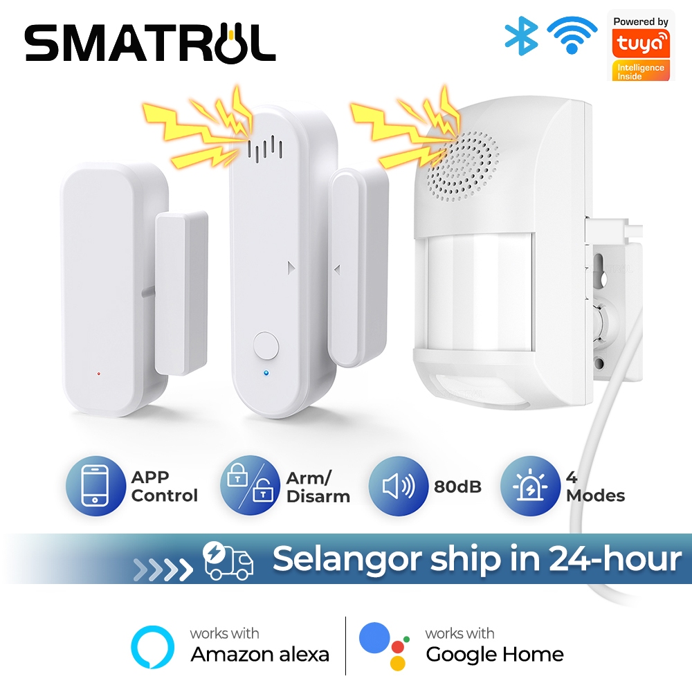 SMATRUL Tuya Smart Wireless Door Window Sensor Alarm Burglar Alarm Home ...