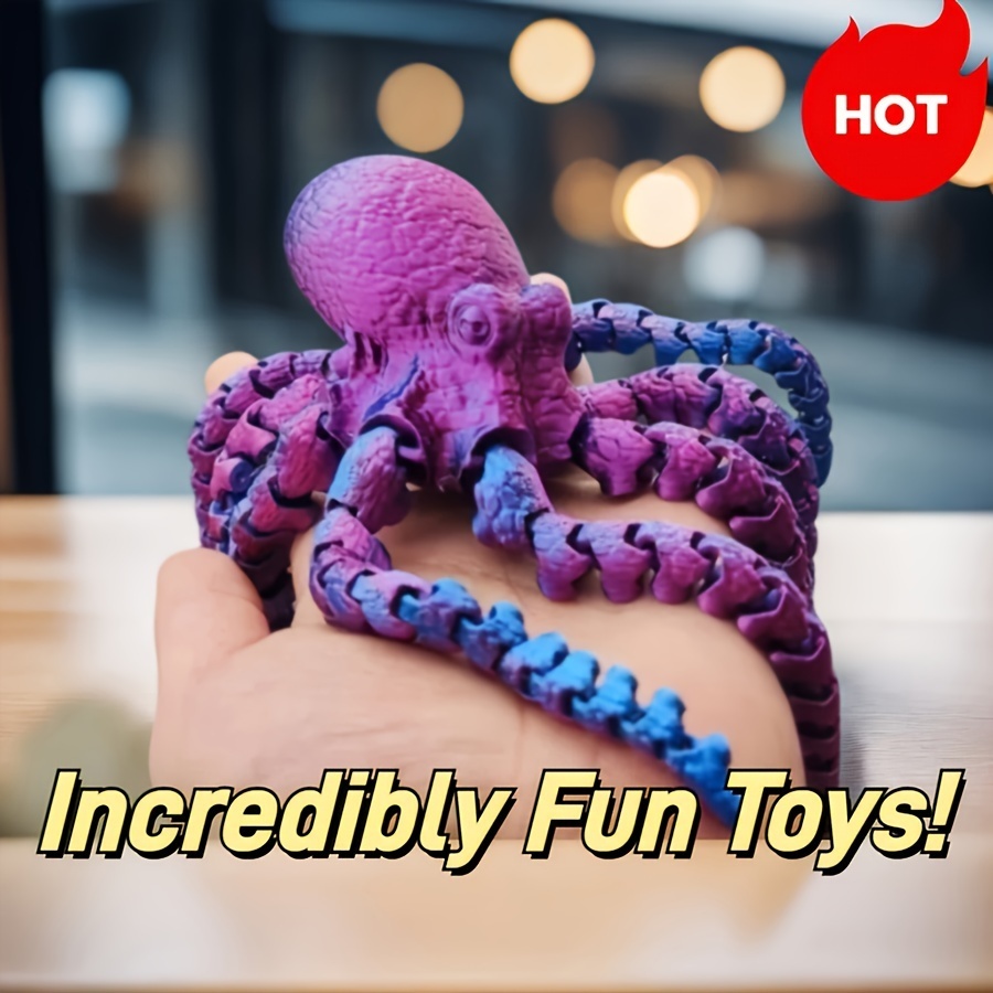 3D Printed Octopus Figurine with Movable Joints - Ocean-Inspired Home ...