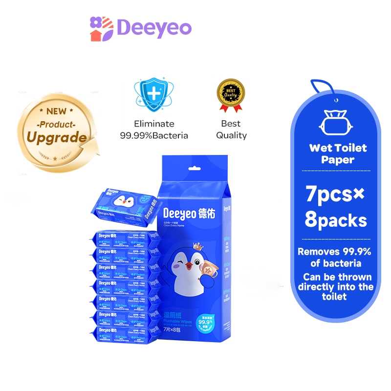 Deeyeo Mini Flushable Wipes Tissues Portable Wet Toilet Paper Wipes ...