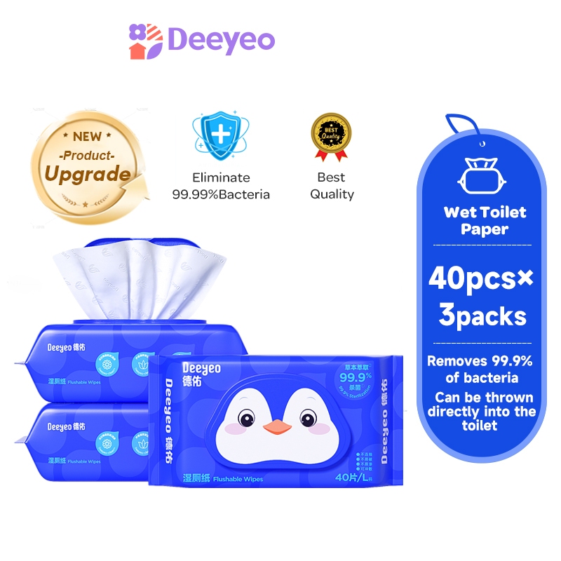 Deeyeo Family Affordable Wet Toilet Paper（40pcs*3pack） | Shopee Malaysia