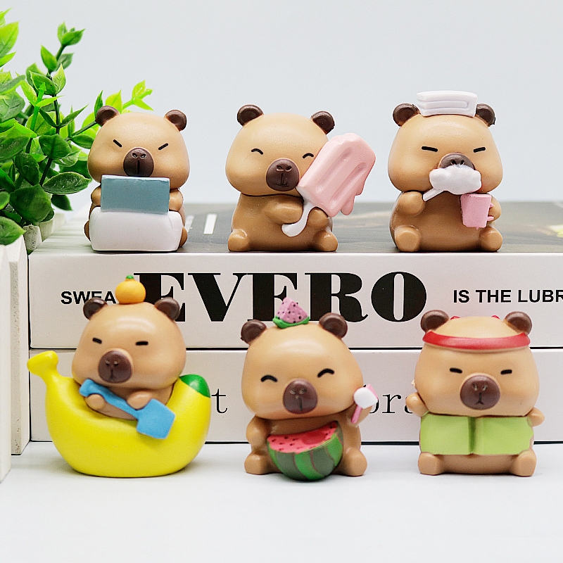 6Pcs/Set 4.5cm Cute Animal Capibara Capybara Figure Toys Simulation ...