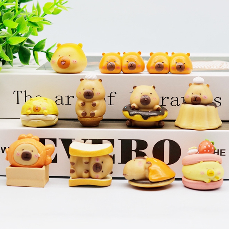 10Pcs/Set 3.2cm Cute Animal Capibara Figure Toys Simulation Capybara ...