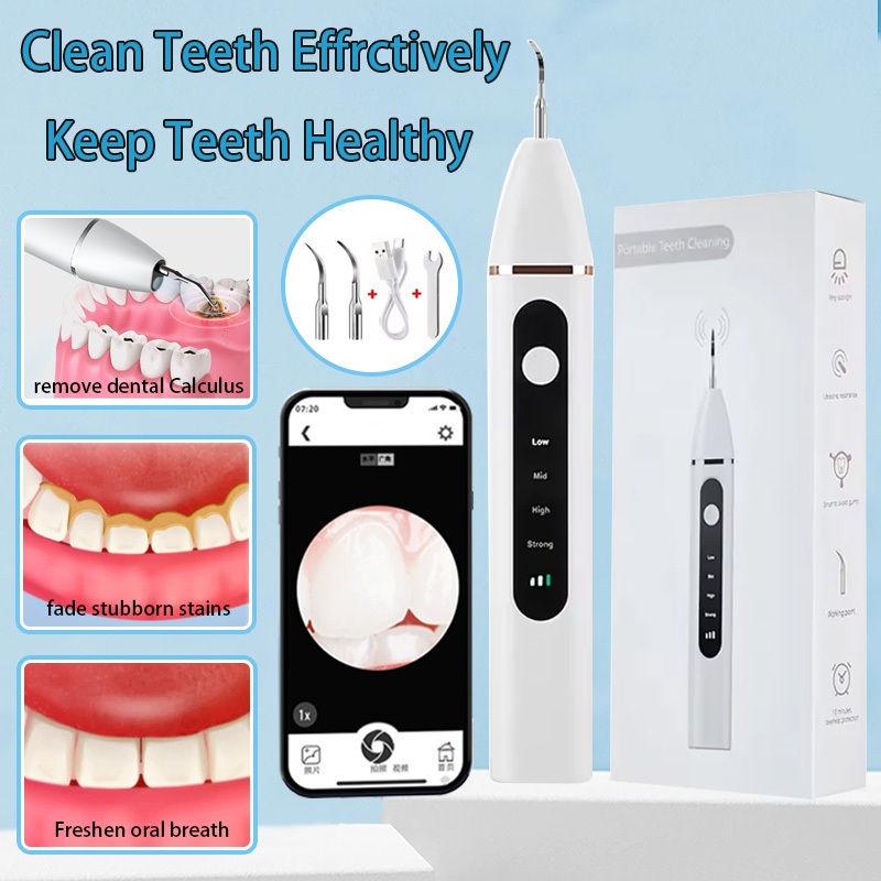 Electric Ultrasonic Dental Scaler Home Teeth Cleaner IPX6 Waterproof ...