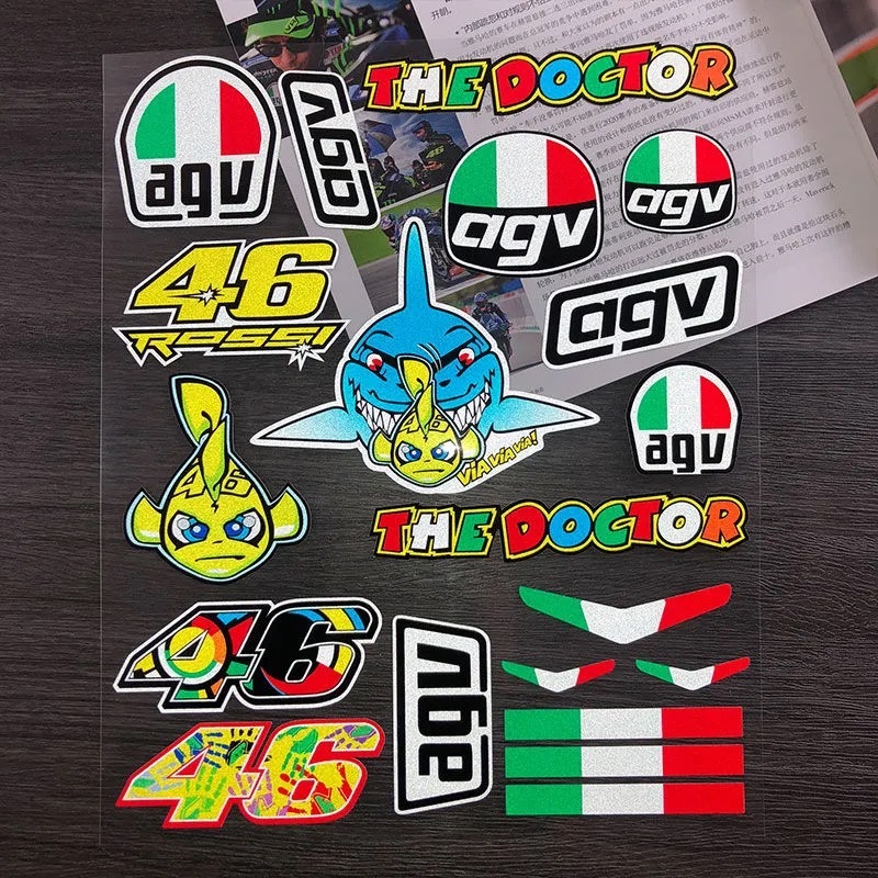 Waterproof Moto GP Rossi AGV Motorcycle Helmet Reflective Car Stickers ...