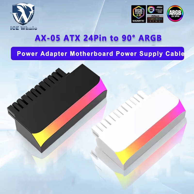 ICE Whale AX-05 ATX 24Pin to 90° ARGB Power Adapter Motherboard Power ...